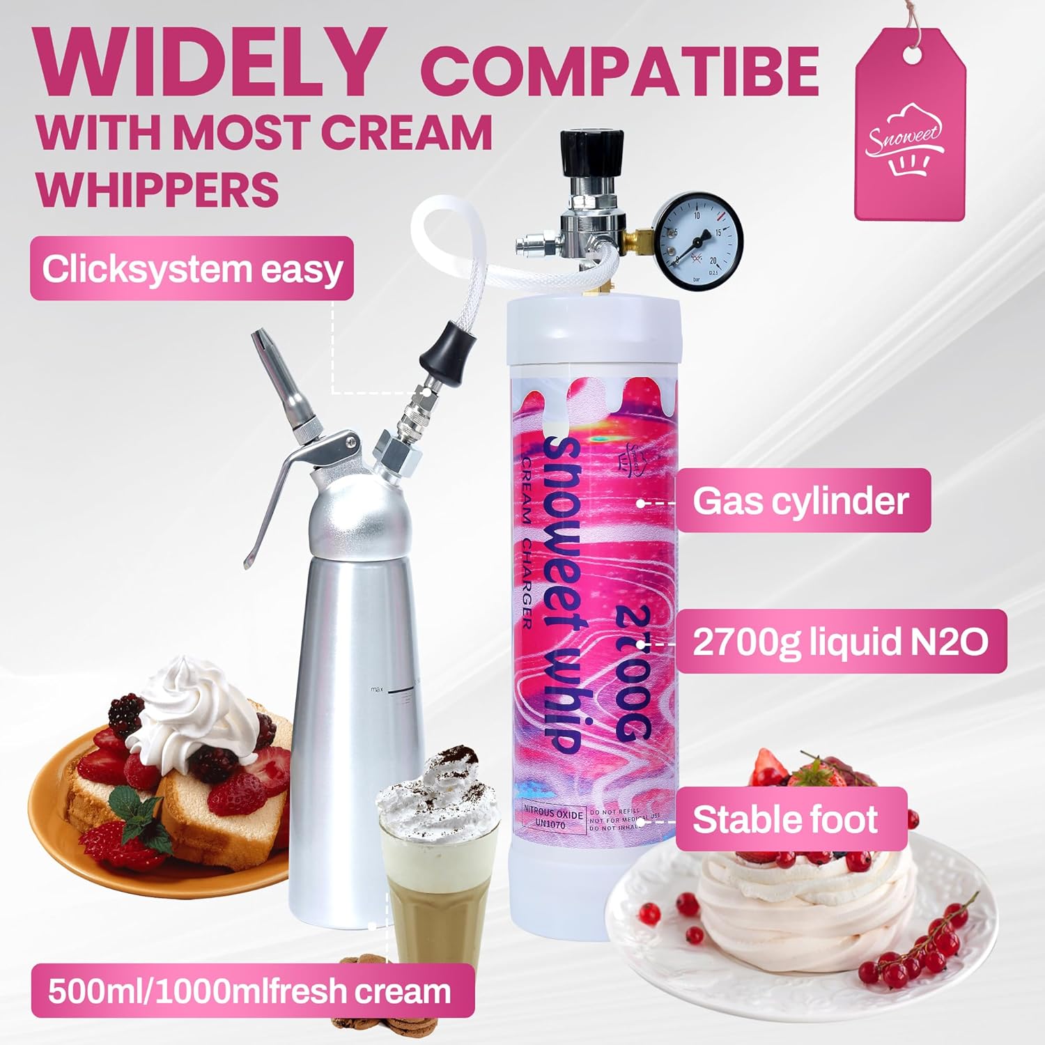 Whipped Cream Charger,Ultra Pure Unflavor Food Grade Cream Whipped Cha ...